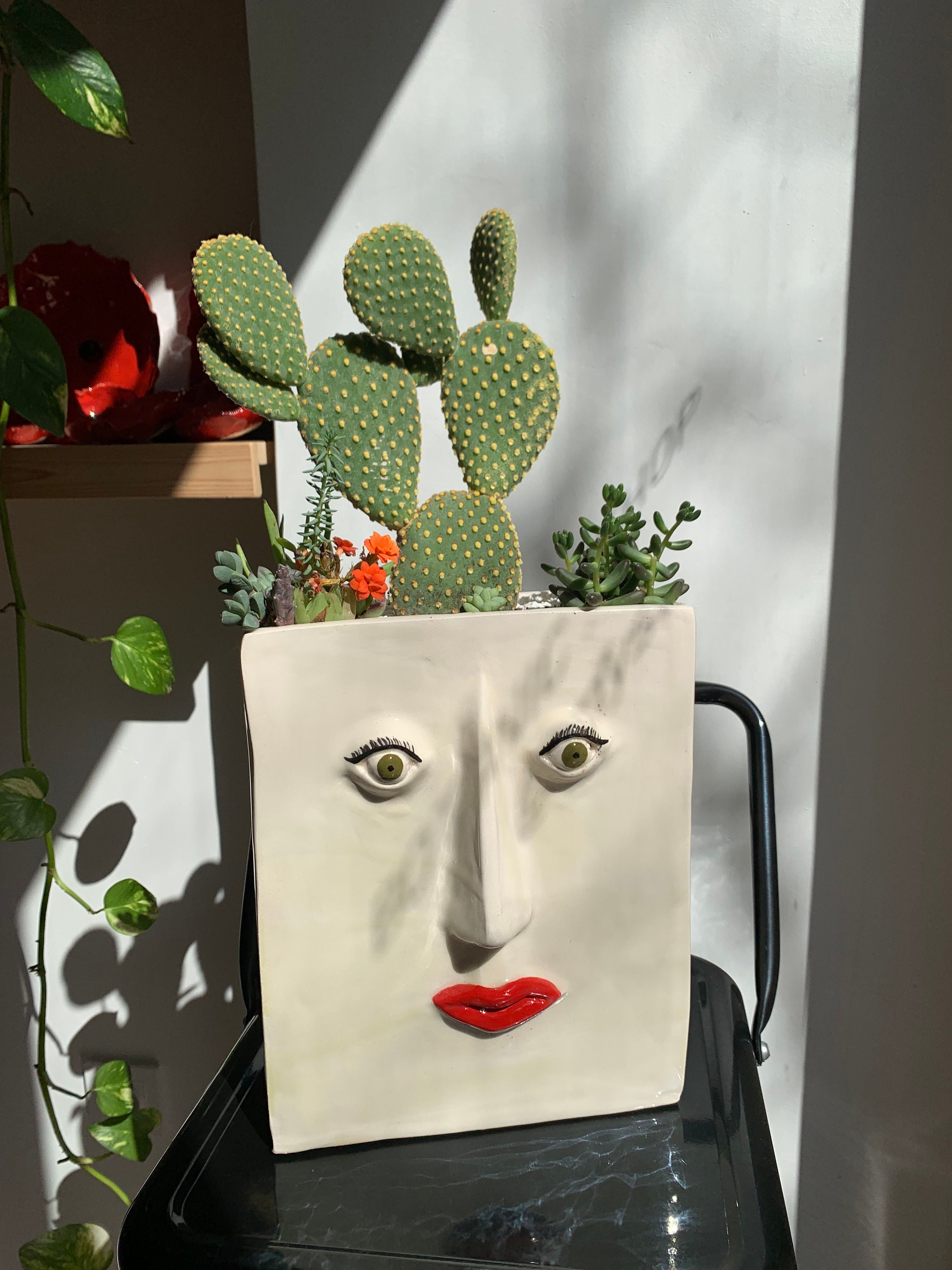 Girl Face Head Flower Planter, Head Planter, Succulent Planter, Flower ...