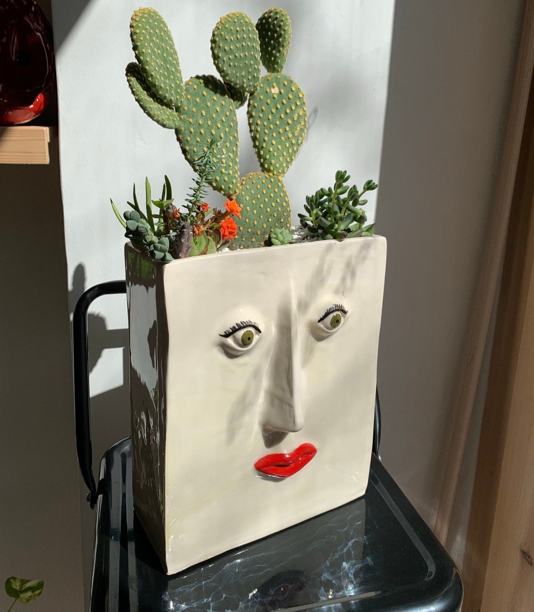 Girl Face Head Flower Planter, Head Planter, Succulent Planter, Flower ...