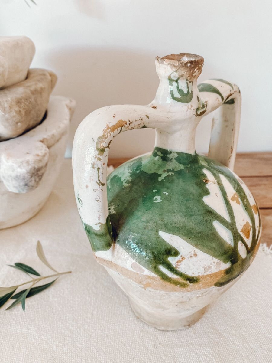 Antique Italian Handmade Semi-glazed Abstract Clay Pottery Amphora - Etsy