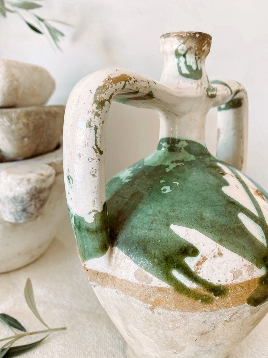 Antique Italian Handmade Semi-glazed Abstract Clay Pottery Amphora - Etsy