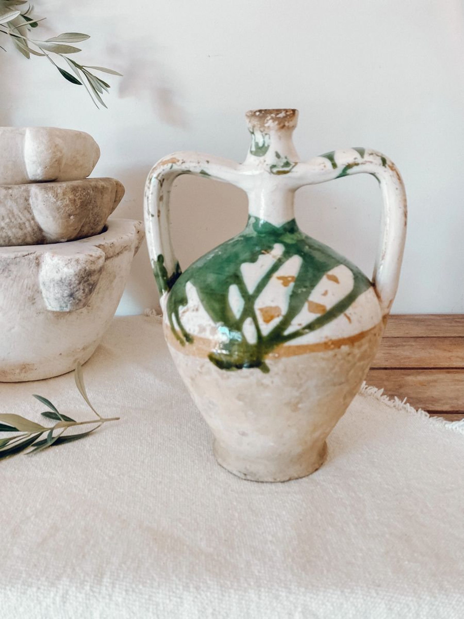 Antique Italian Handmade Semi-glazed Abstract Clay Pottery Amphora - Etsy