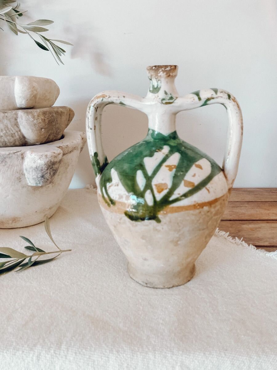 Antique Italian Handmade Semi-glazed Abstract Clay Pottery Amphora - Etsy