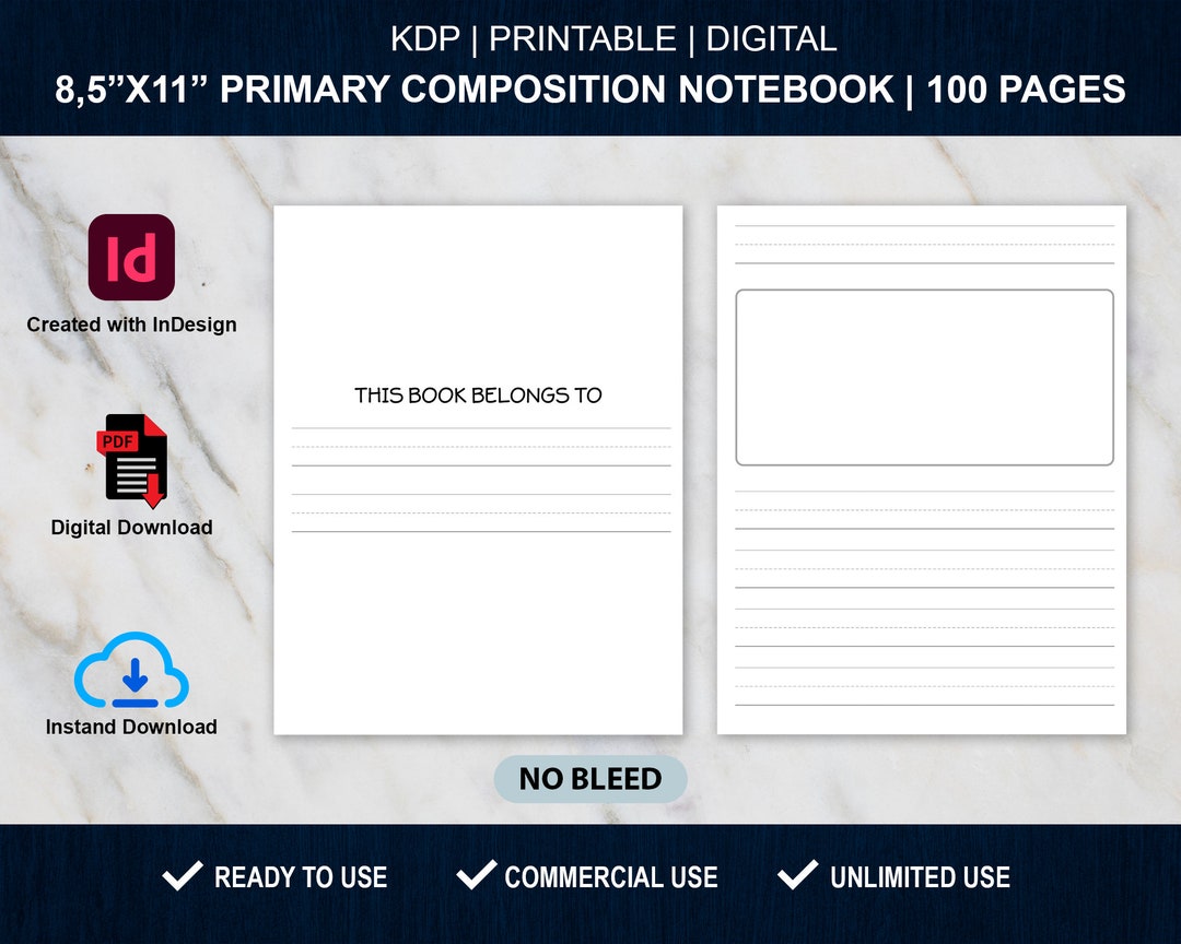 KDP Low Content Interior - 8,5" X 11", Primary Composition Notebook for ...