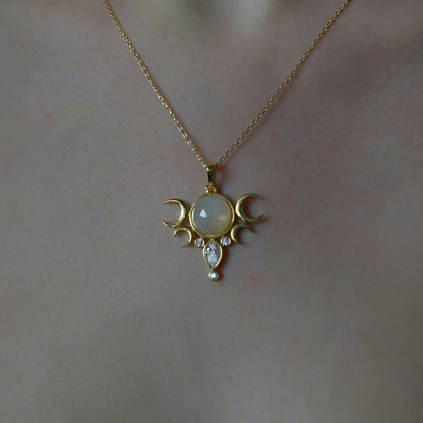 Triple Moon Necklace - Etsy UK