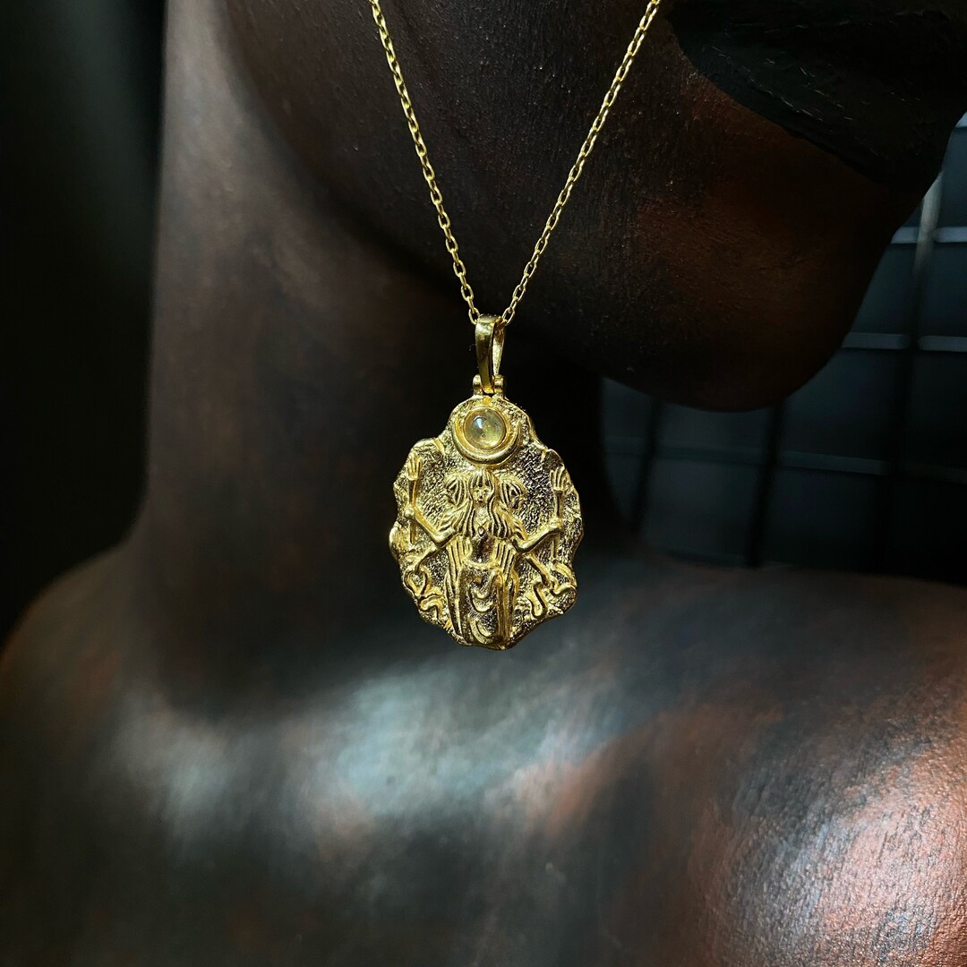 Witch Goddess Hecate Necklace, 14k Gold Greek Goddess Necklace With ...