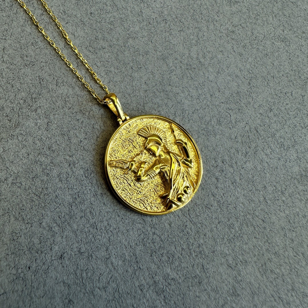 Athena Necklace, Gold Goddess of Greek Necklace, 14k Gold / 925 Silver ...