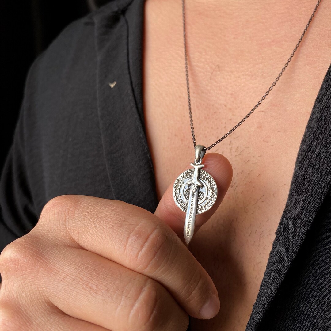 Sword Charm Necklace, Sterling Silver Sword Necklace, Sword Pendant ...
