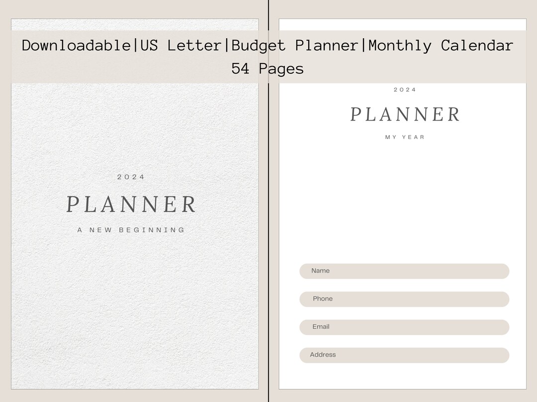 Downloadable Monthly Budget Printable Minimal Daily Calendar Organizer ...