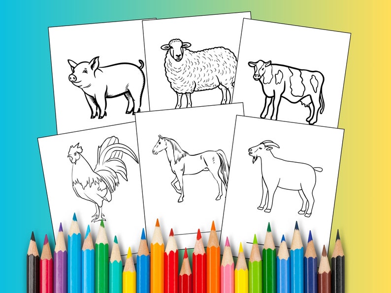Farm Animals Coloring Pages for Adults and Children Coloring Learning ...