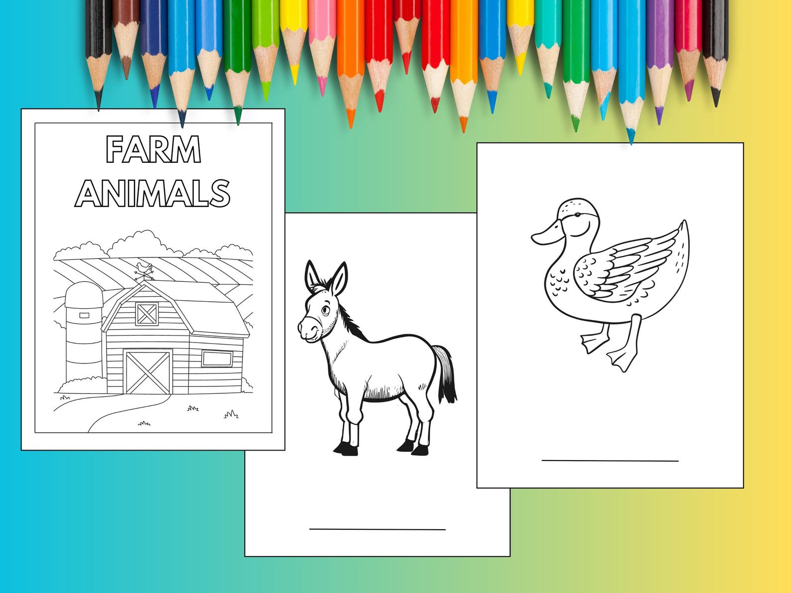 Farm Animals Coloring Pages for Adults and Children Coloring Learning ...