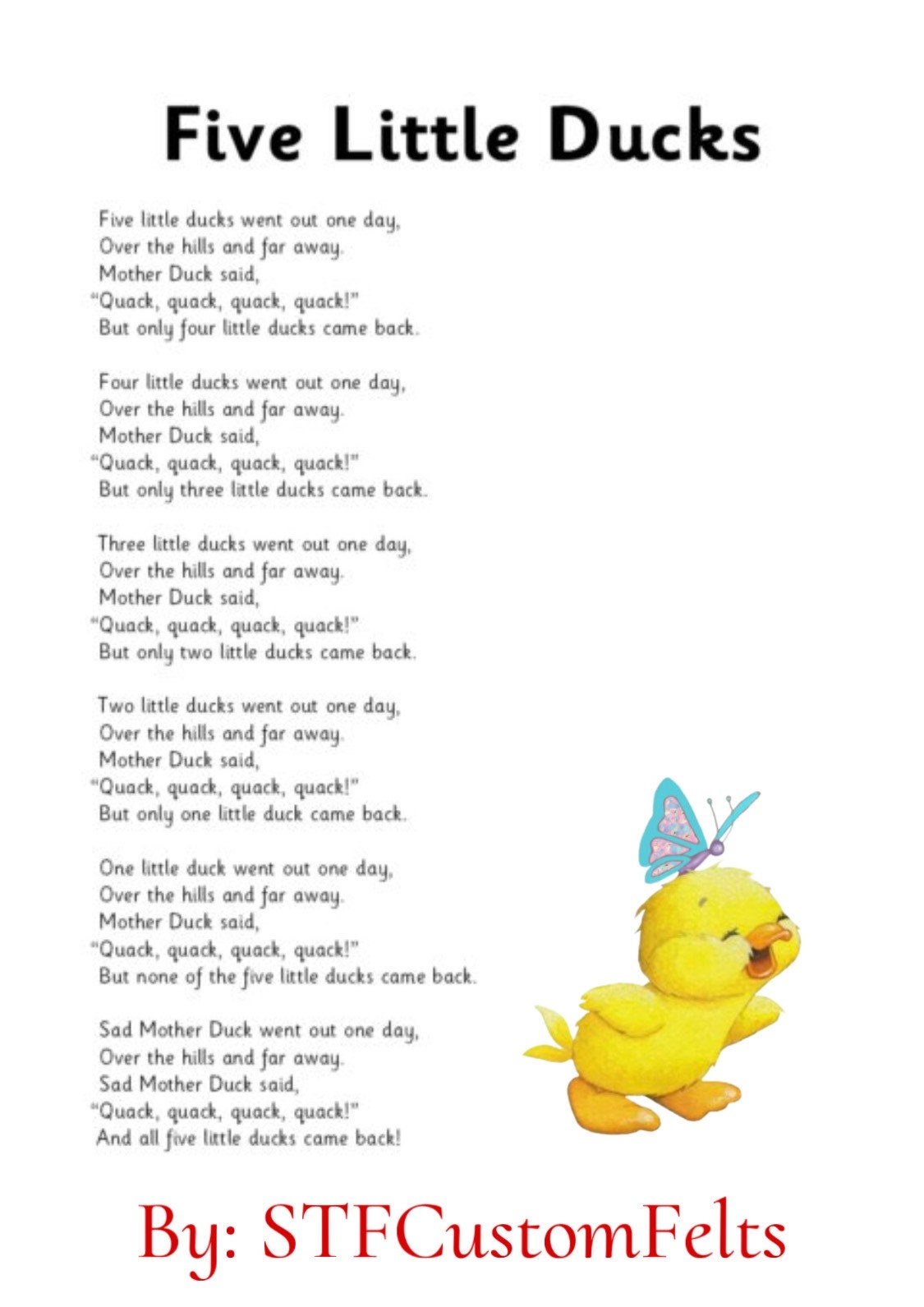 Five Little Ducks Felt/flannel Board Story Set - Etsy