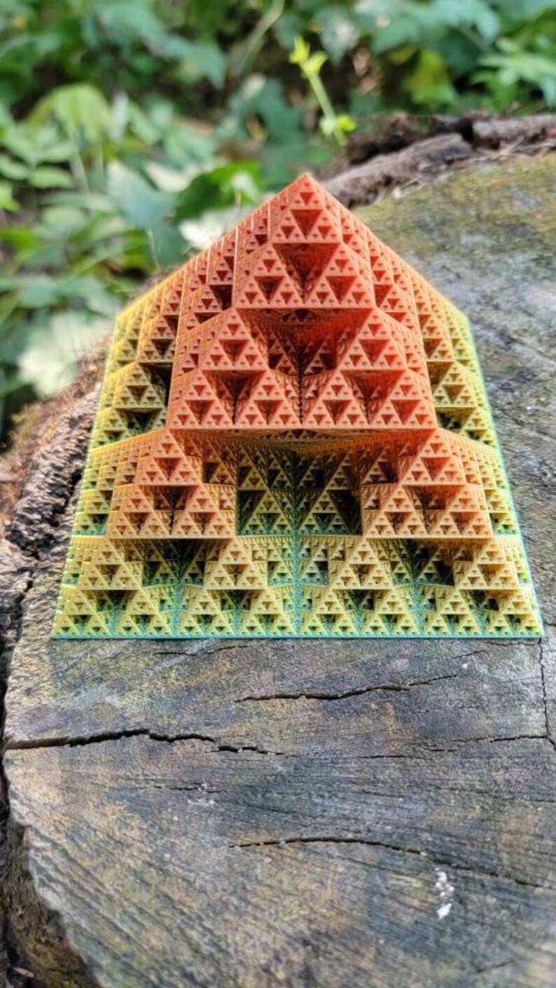 Fractal Pyramid, Unique Metallic Rainbow Multicolor 3D Printed ...