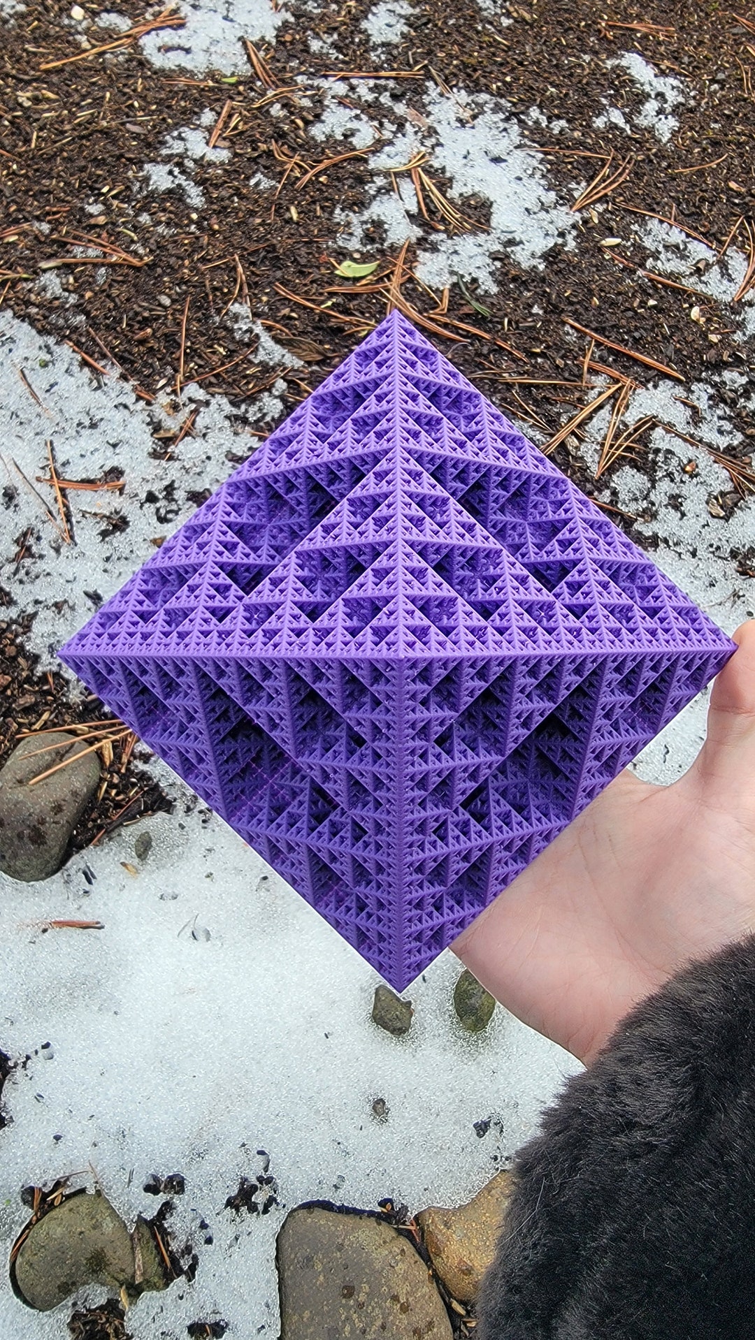 Large Fractal Pyramid, Purple 3D Printed Sierpinski Fractal Pyramid ...