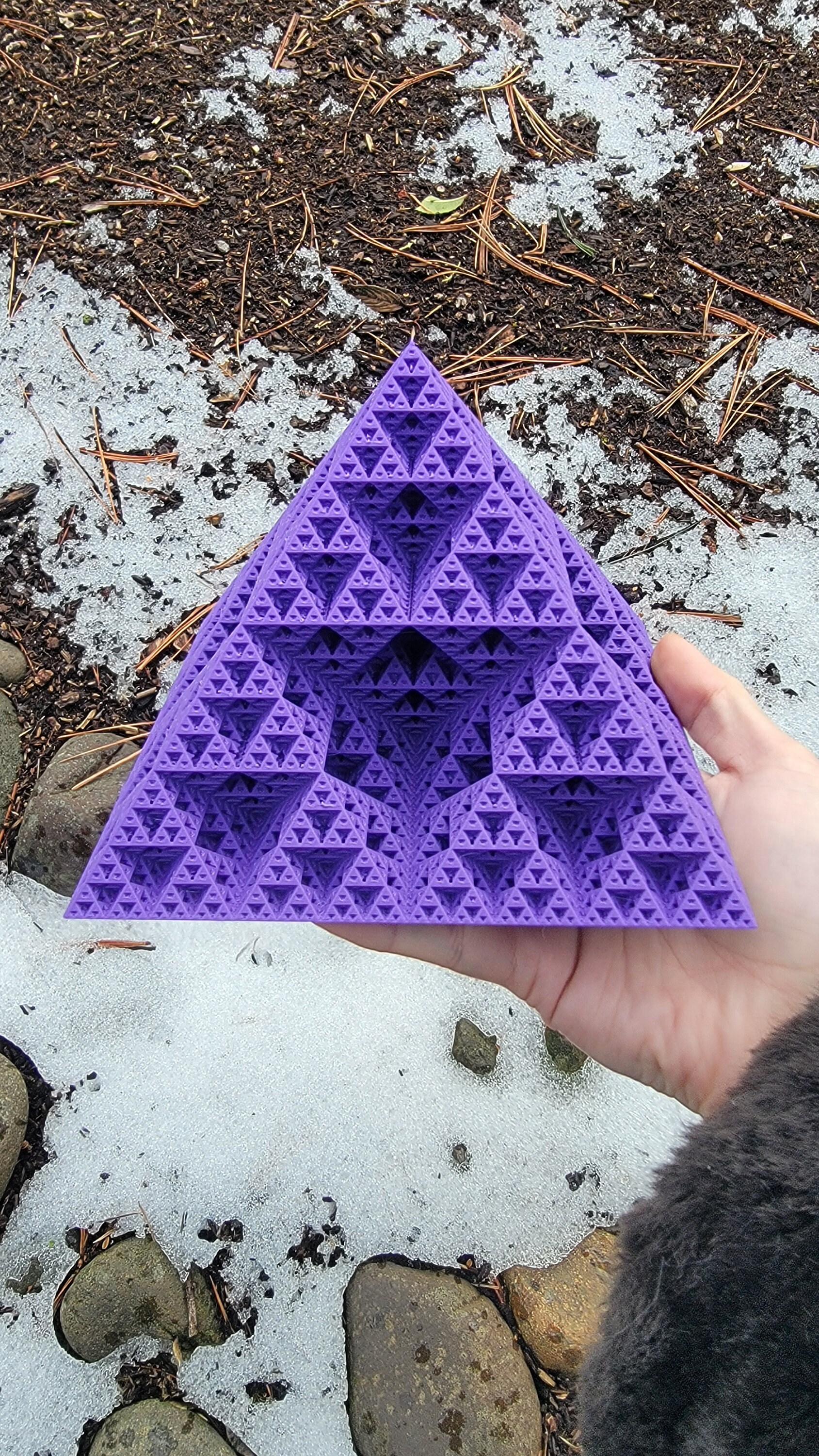 Large Fractal Pyramid, Purple 3D Printed Sierpinski Fractal Pyramid ...