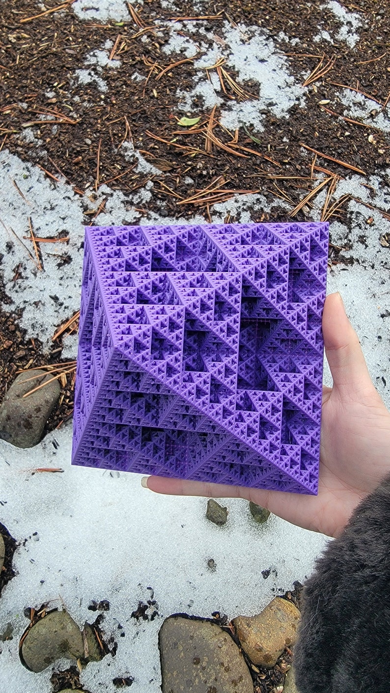 Large Fractal Pyramid, Purple 3D Printed Sierpinski Fractal Pyramid ...