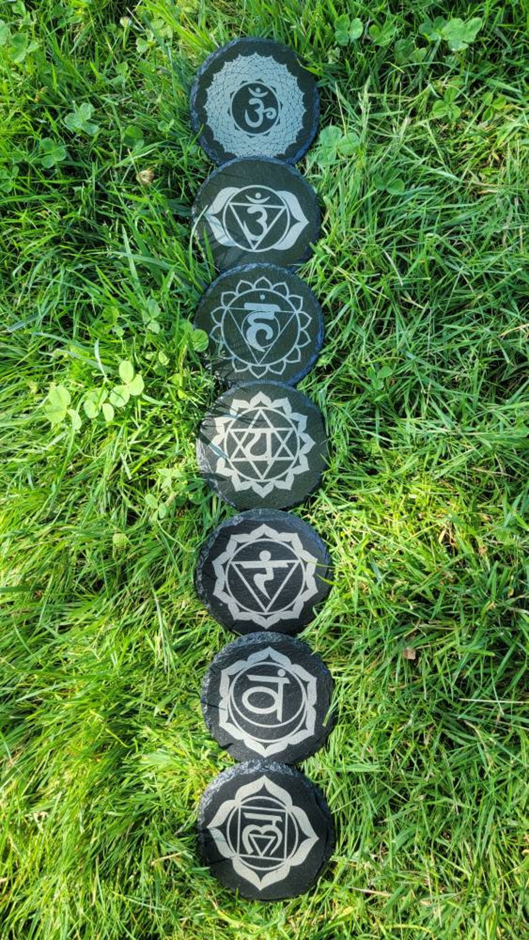 Chakra Set Slate Coasters, Set of 7 Laser Etched Coasters, Sacred ...