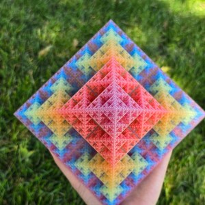 Large Fractal Pyramid, Unique Translucent Rainbow Multicolor 3D Printed ...