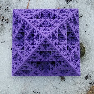Large Fractal Pyramid, Purple 3D Printed Sierpinski Fractal Pyramid ...