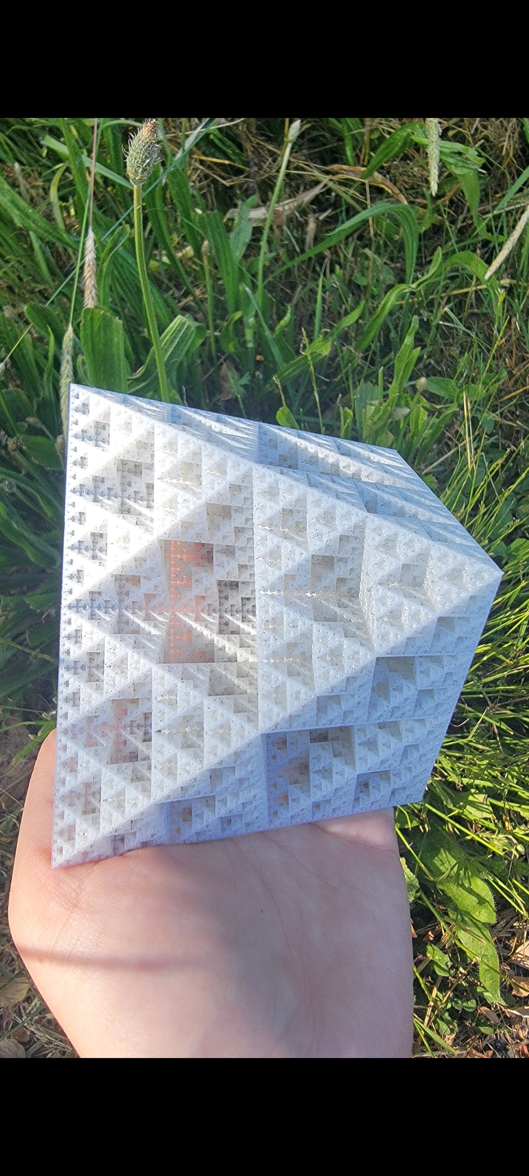Fractal Pyramid, Stone White 3D Printed Sierpinski Fractal Pyramid, Art ...