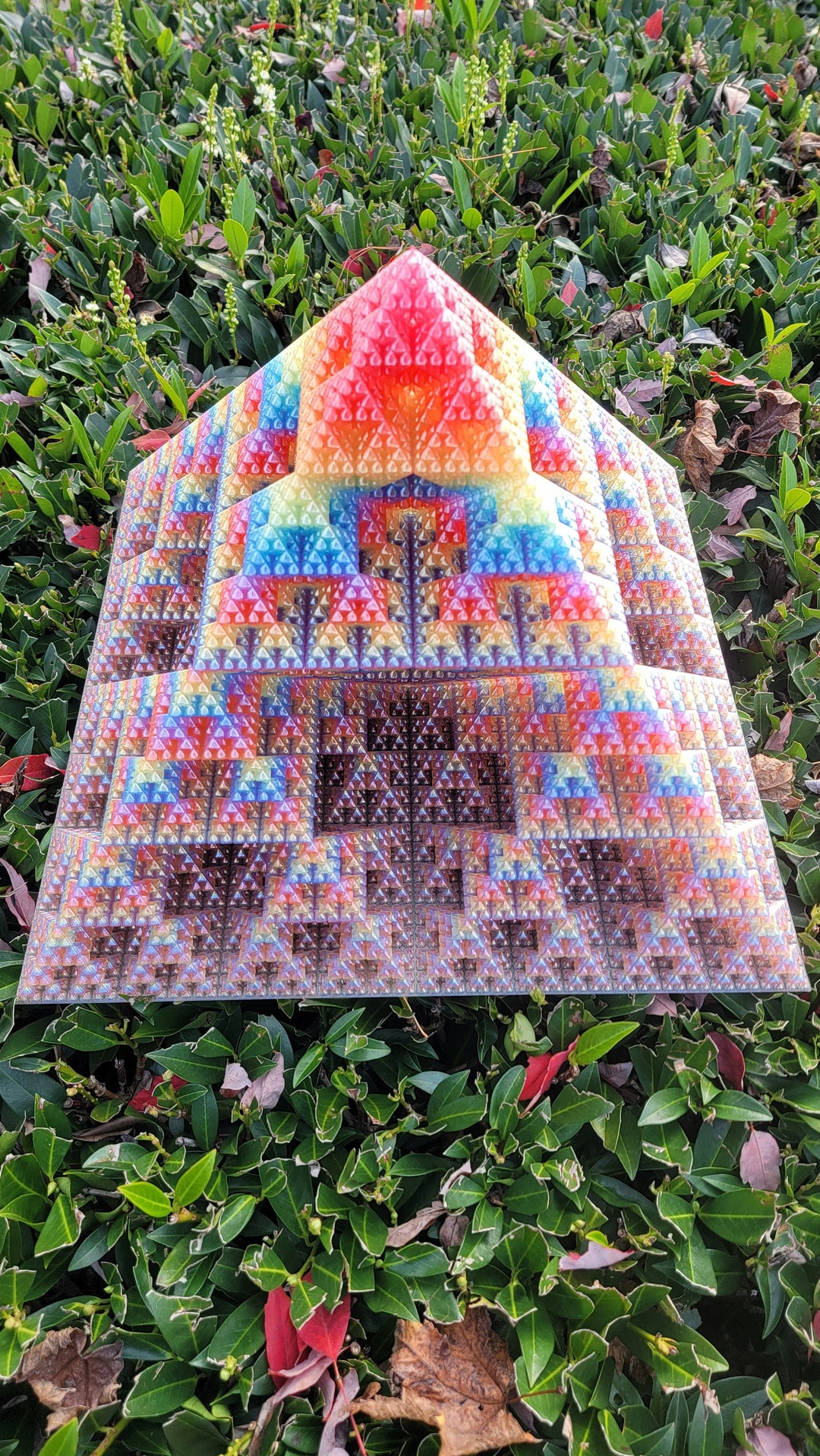 XXL Fractal Pyramid, Translucent Rainbow 3D Printed Sierpinski Fractal ...
