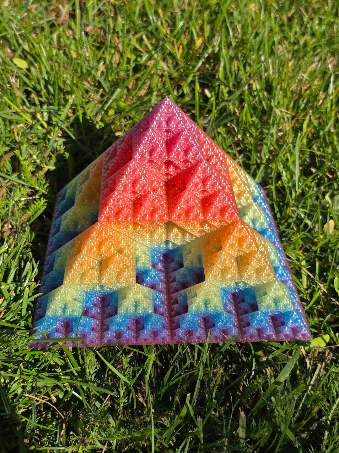 Large Fractal Pyramid, Unique Translucent Rainbow Multicolor 3D Printed ...