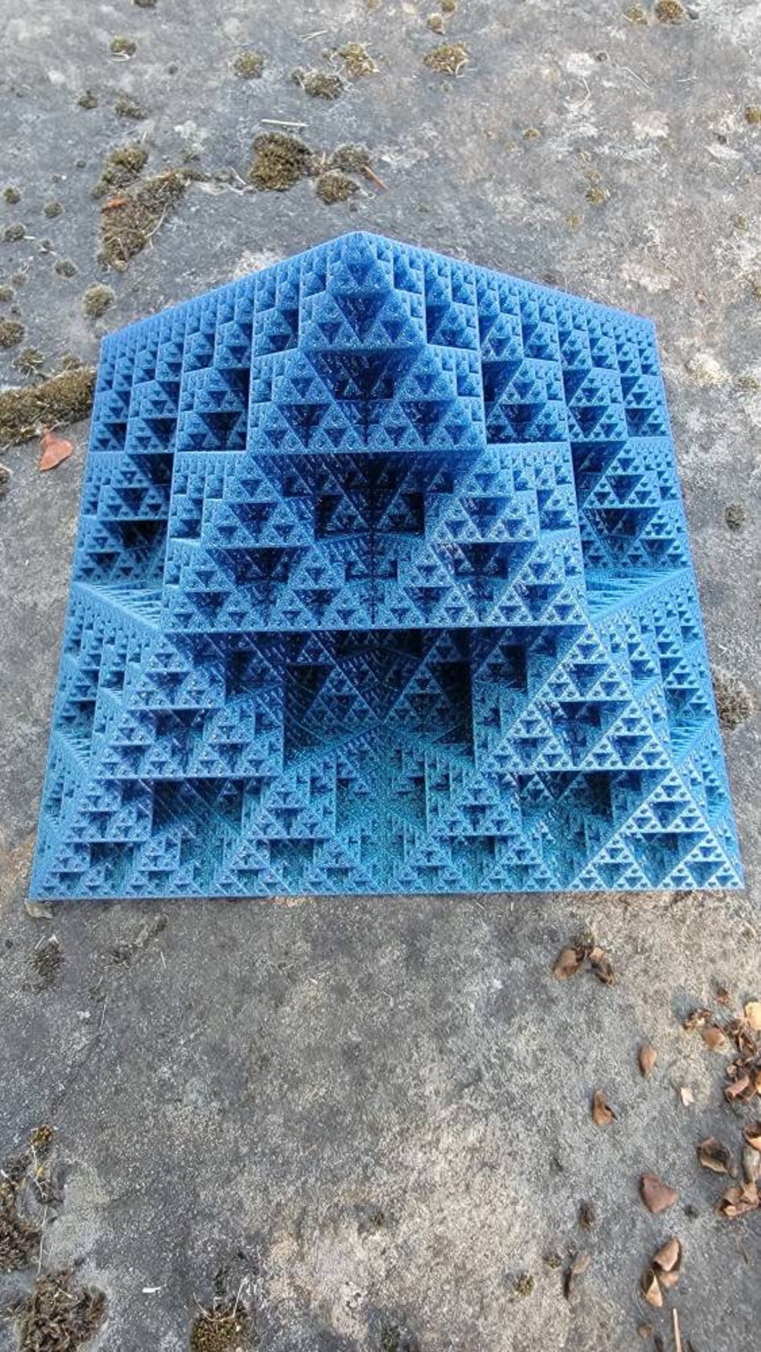 Extra Large Fractal Pyramid, Sparkly Blue 3D Printed Sierpinski Fractal ...