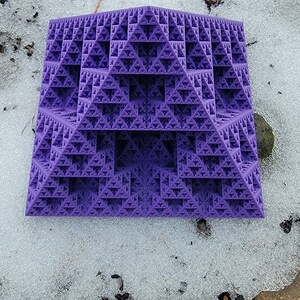 Large Fractal Pyramid, Purple 3D Printed Sierpinski Fractal Pyramid ...