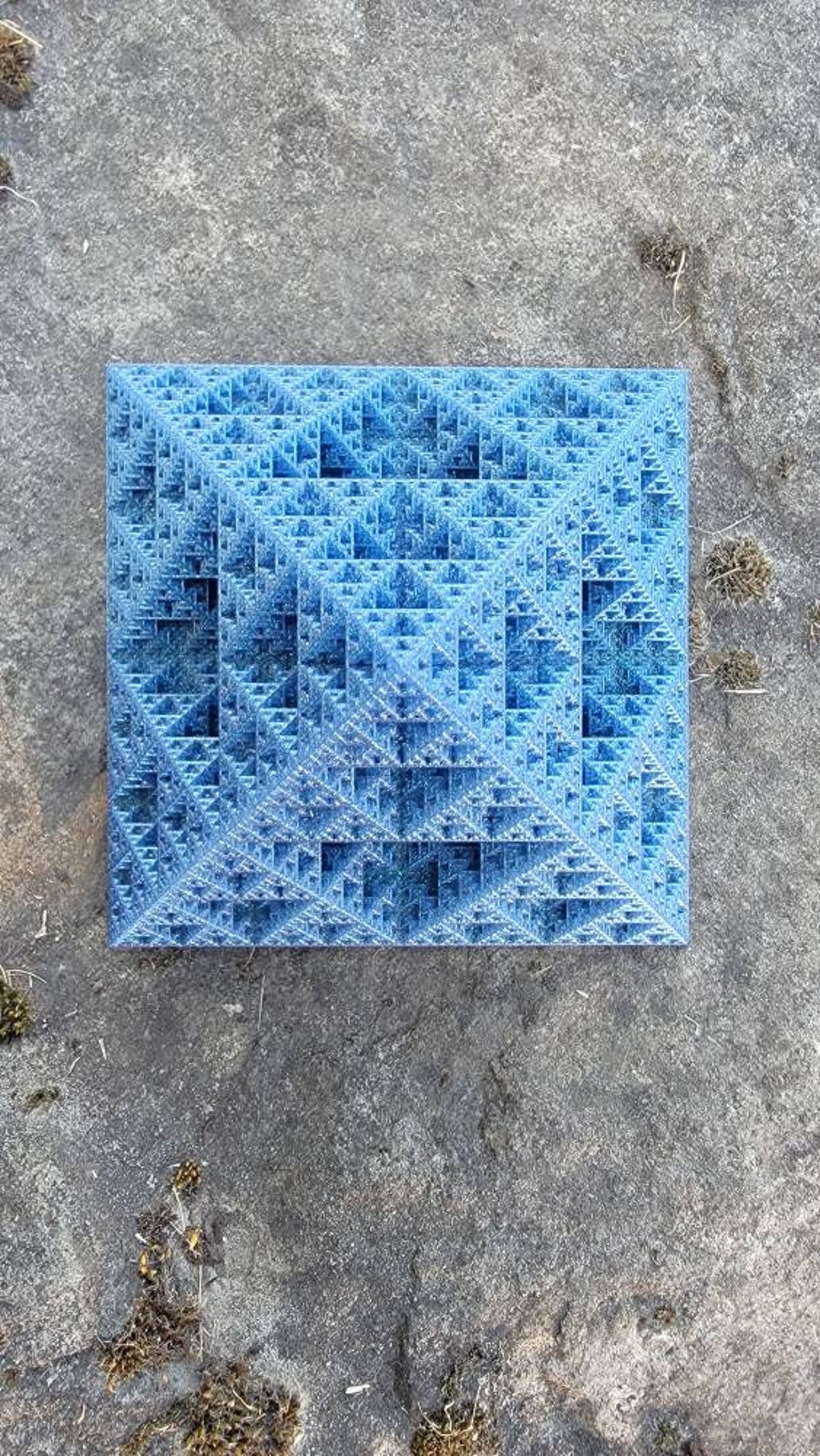Fractal Pyramid, Dark Sparkly Blue 3D Printed Sierpinski Fractal ...
