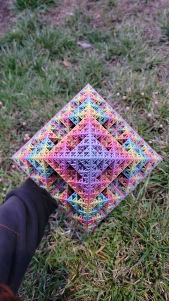 Extra Large Fractal Pyramid, Rainbow Multicolor 3D Printed Sierpinski ...