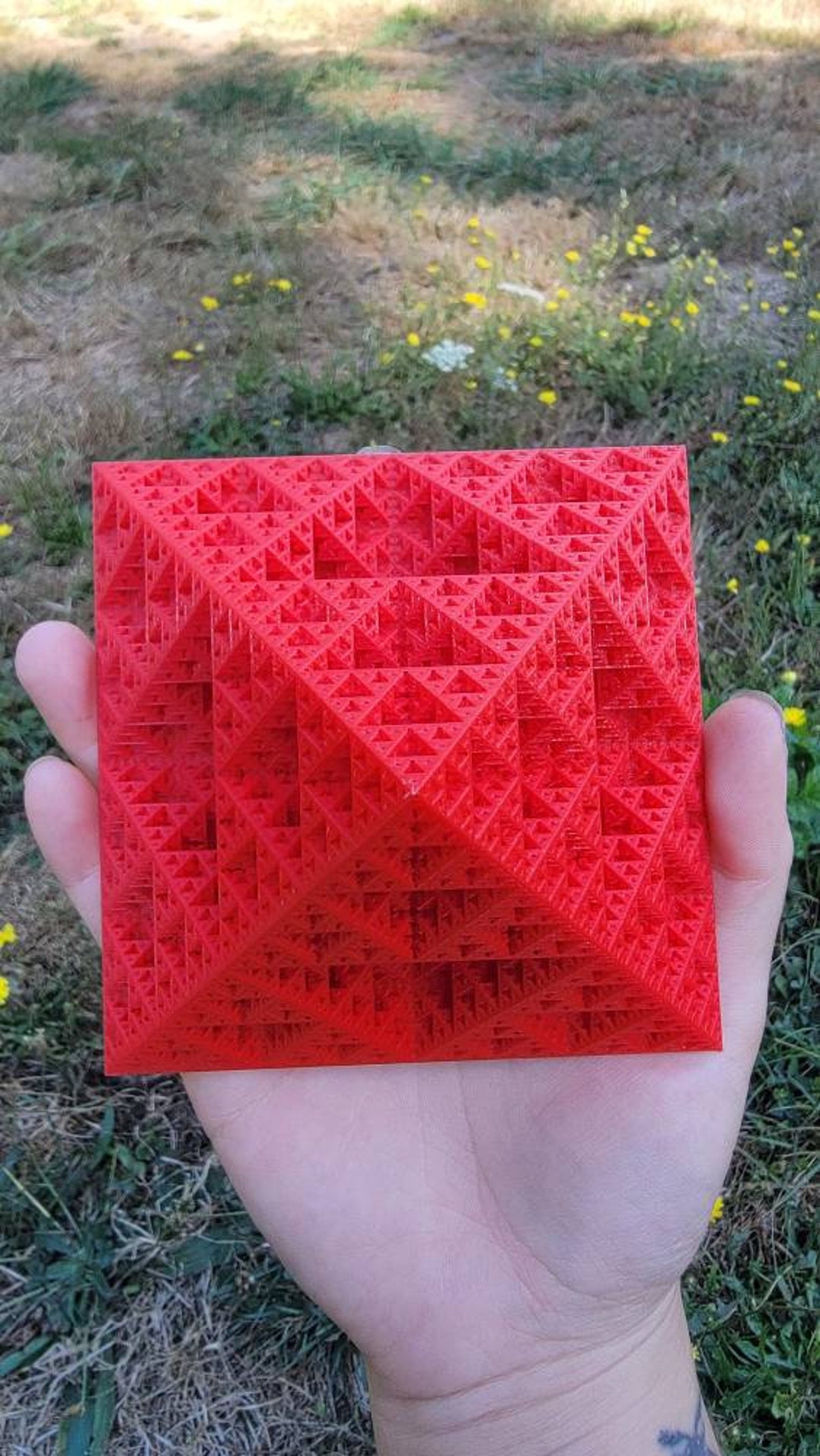 Fractal Pyramid, Red 3D Printed Sierpinski Fractal Pyramid, Art ...