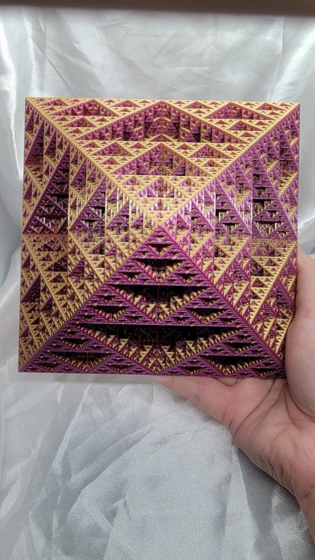 Large Fractal Pyramid, Unique Duel Color 3D Printed Sierpinski Fractal ...