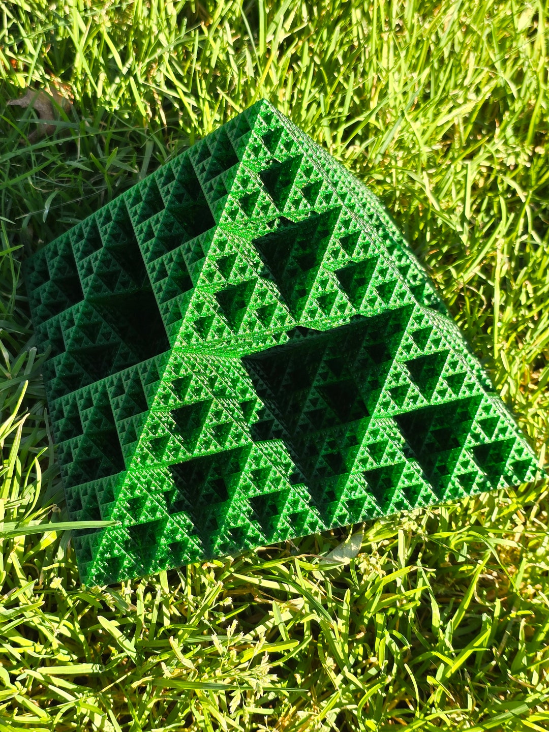Extra Large Fractal Pyramid, Sparkly Emerald Green 3D Printed ...