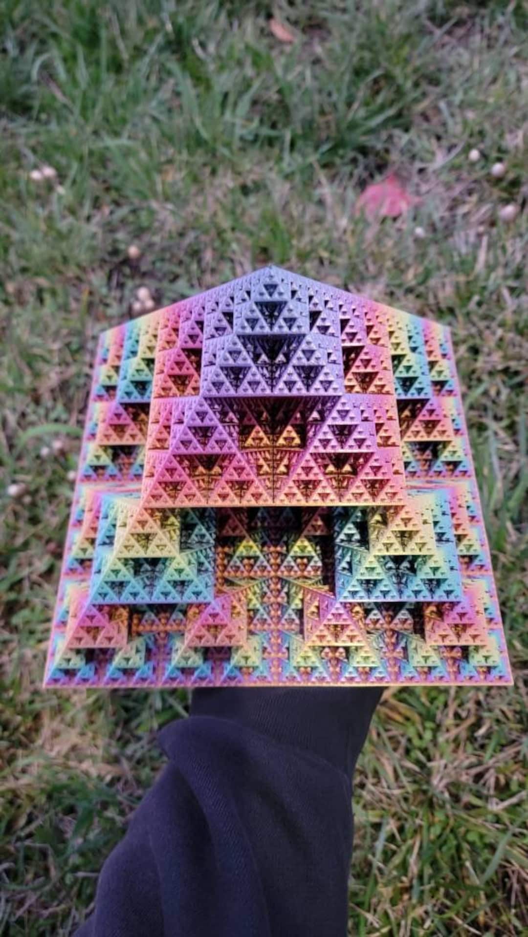 Extra Large Fractal Pyramid, Rainbow Multicolor 3D Printed Sierpinski ...