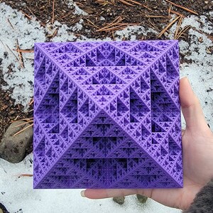 Large Fractal Pyramid, Purple 3D Printed Sierpinski Fractal Pyramid ...
