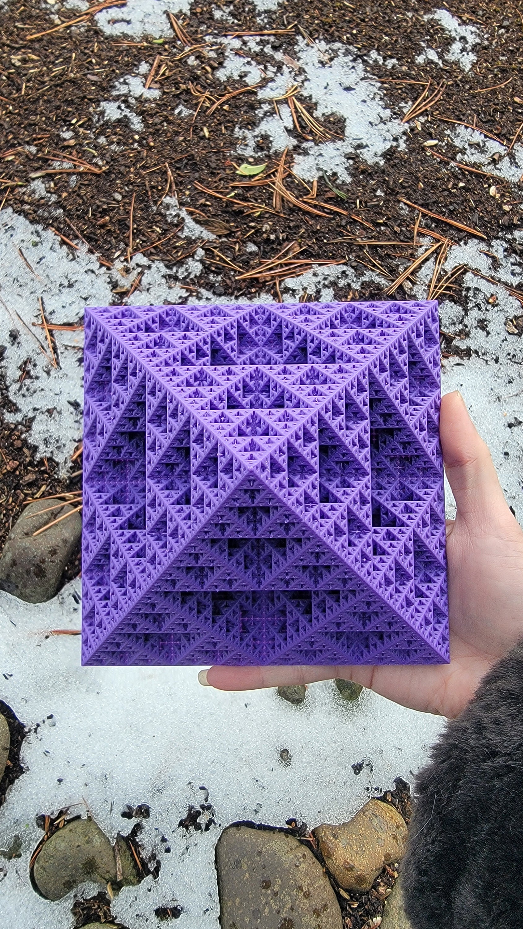 Large Fractal Pyramid, Purple 3D Printed Sierpinski Fractal Pyramid ...