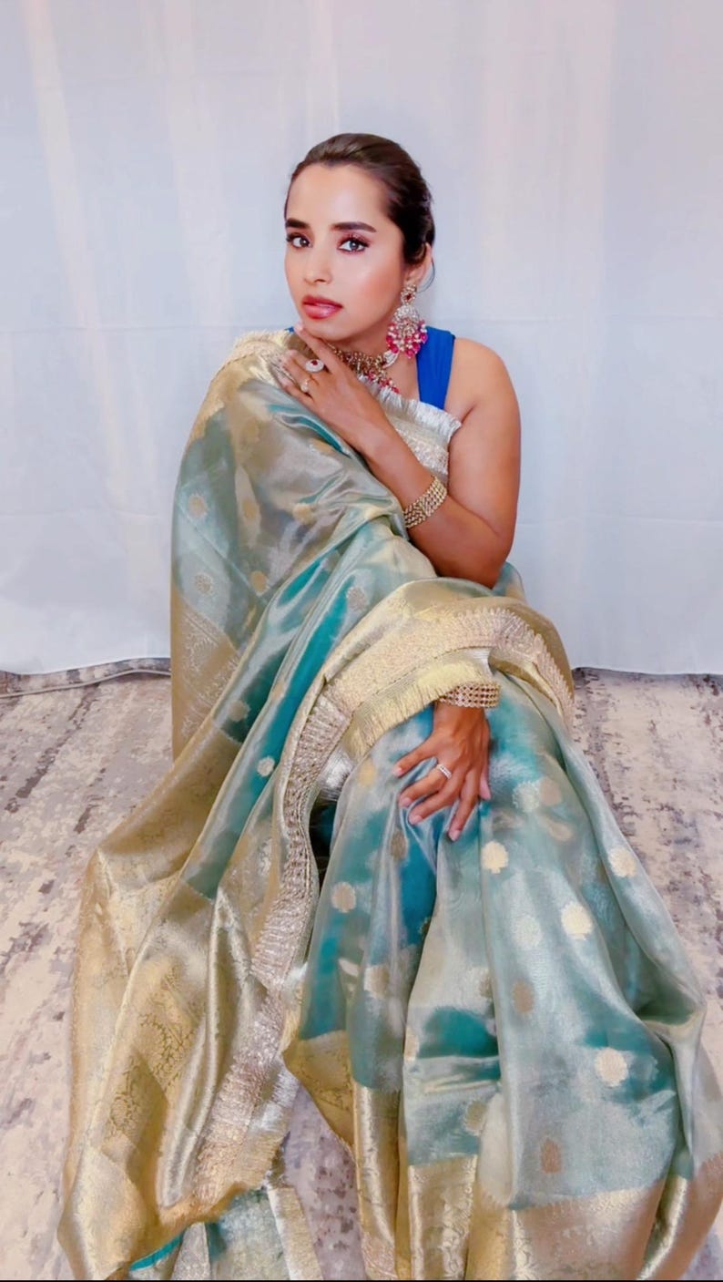 Banarasi Tissue Silk Saree With Exquisite Gotta Details - Etsy
