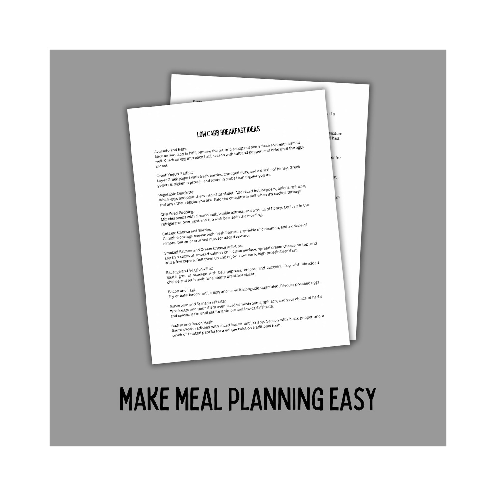 Low Carb Food List Breakfast Low Carb Breakfast List Low Carb Muffins ...