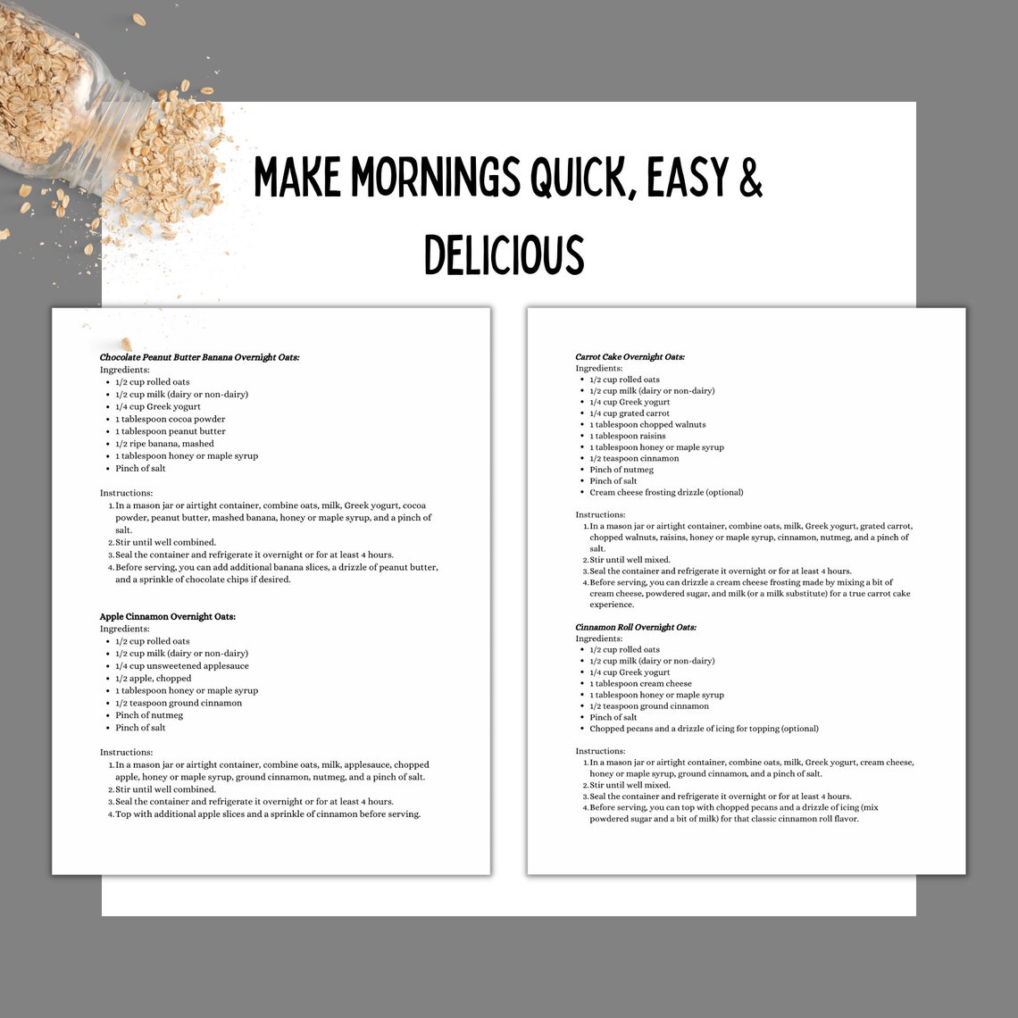 Overnight Oats Recipes Book of Easy Breakfast Recipes of Banana Oats ...