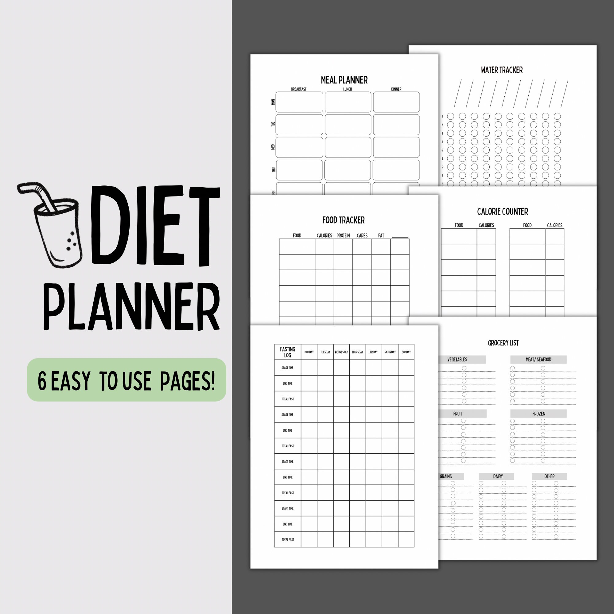Meal Planner Printable Fitness Tracker Easy - Etsy
