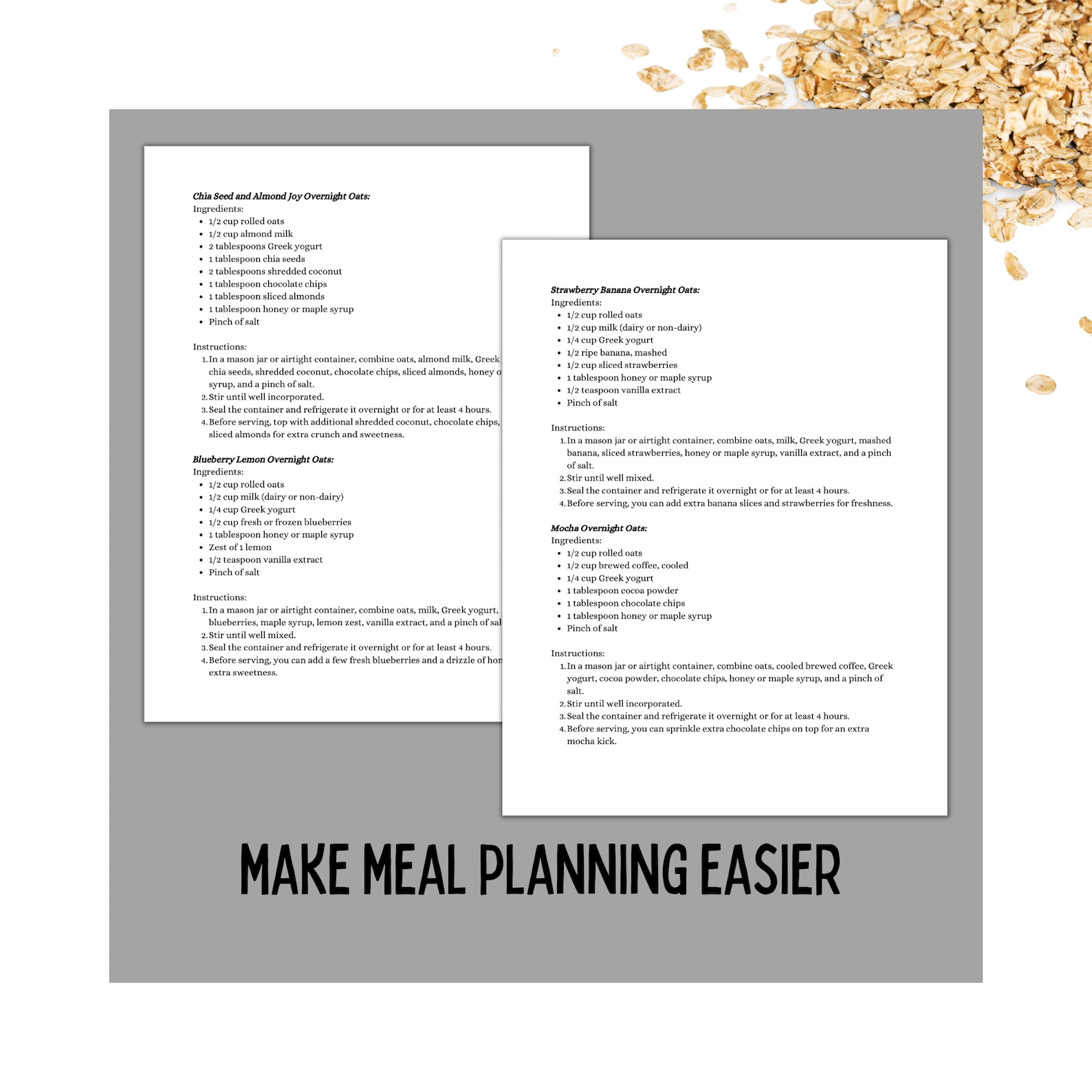 Overnight Oats Recipes Book of Easy Breakfast Recipes of Banana Oats ...