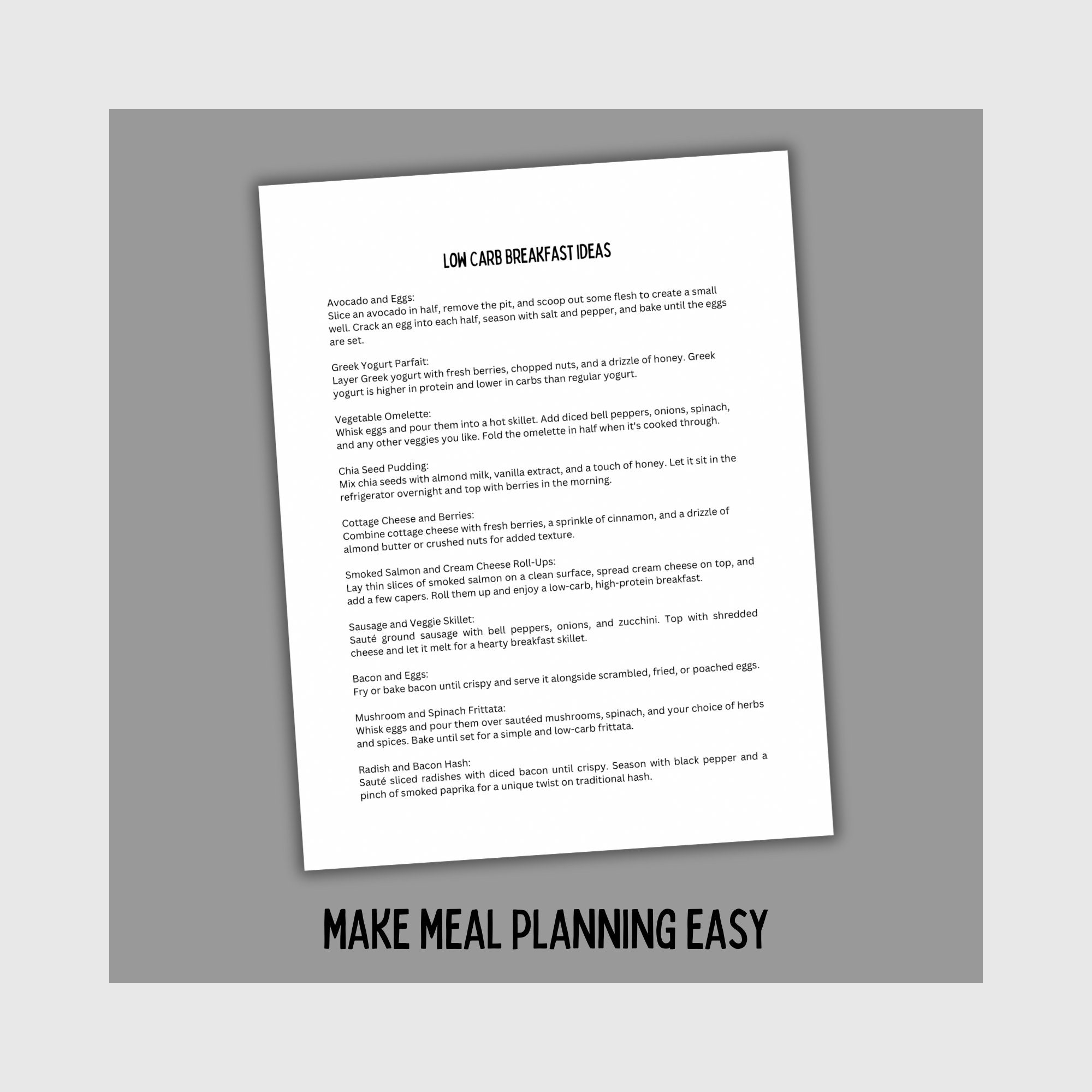 Low Carb 28 Day Planning Guide Printable Low Carb Meal Planner Low Carb 28 Day Planning Guide Printable Low Carb Meal Planner