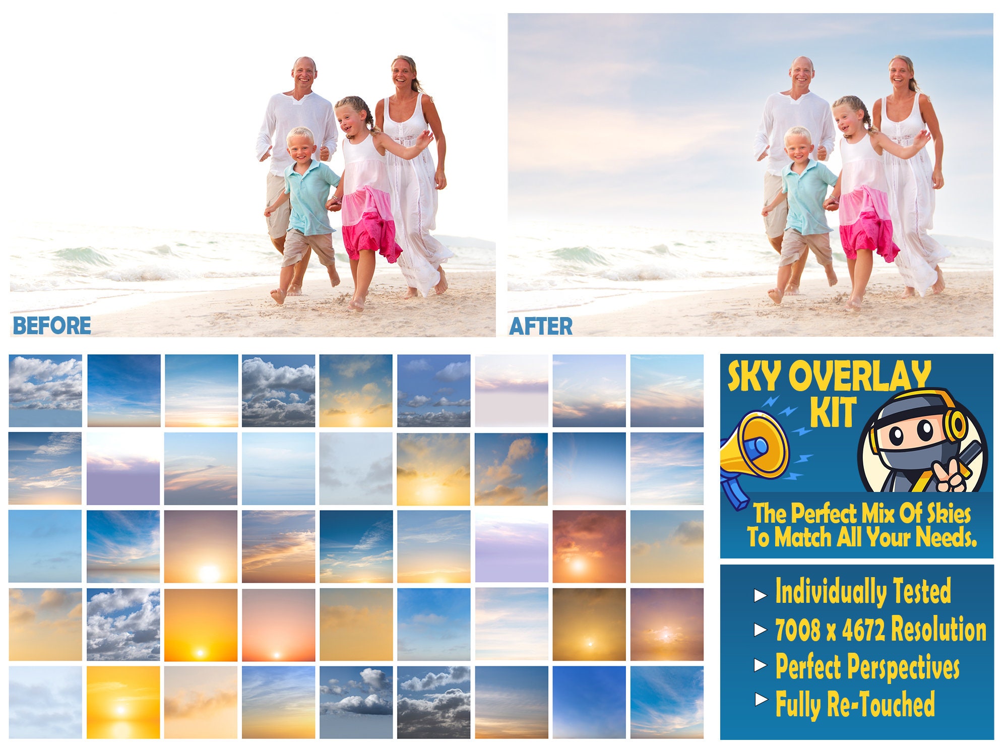 50 Beach Sunset Sky Overlays Photoshop Overlays - Etsy
