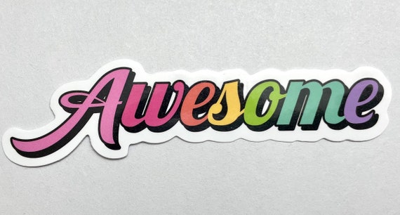 Sticker of Rainbow awesome Text - Etsy
