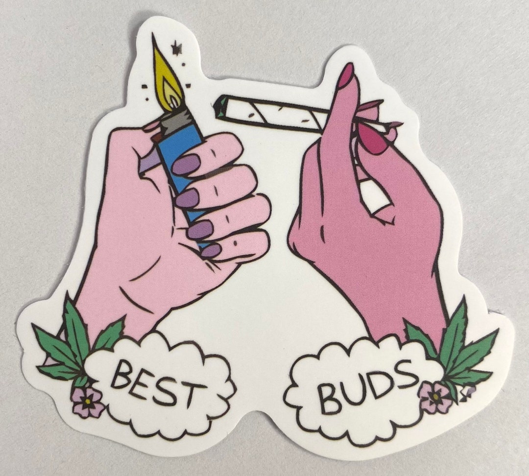 Sticker of Best Buds- Two Hands Lighting Joint - Etsy