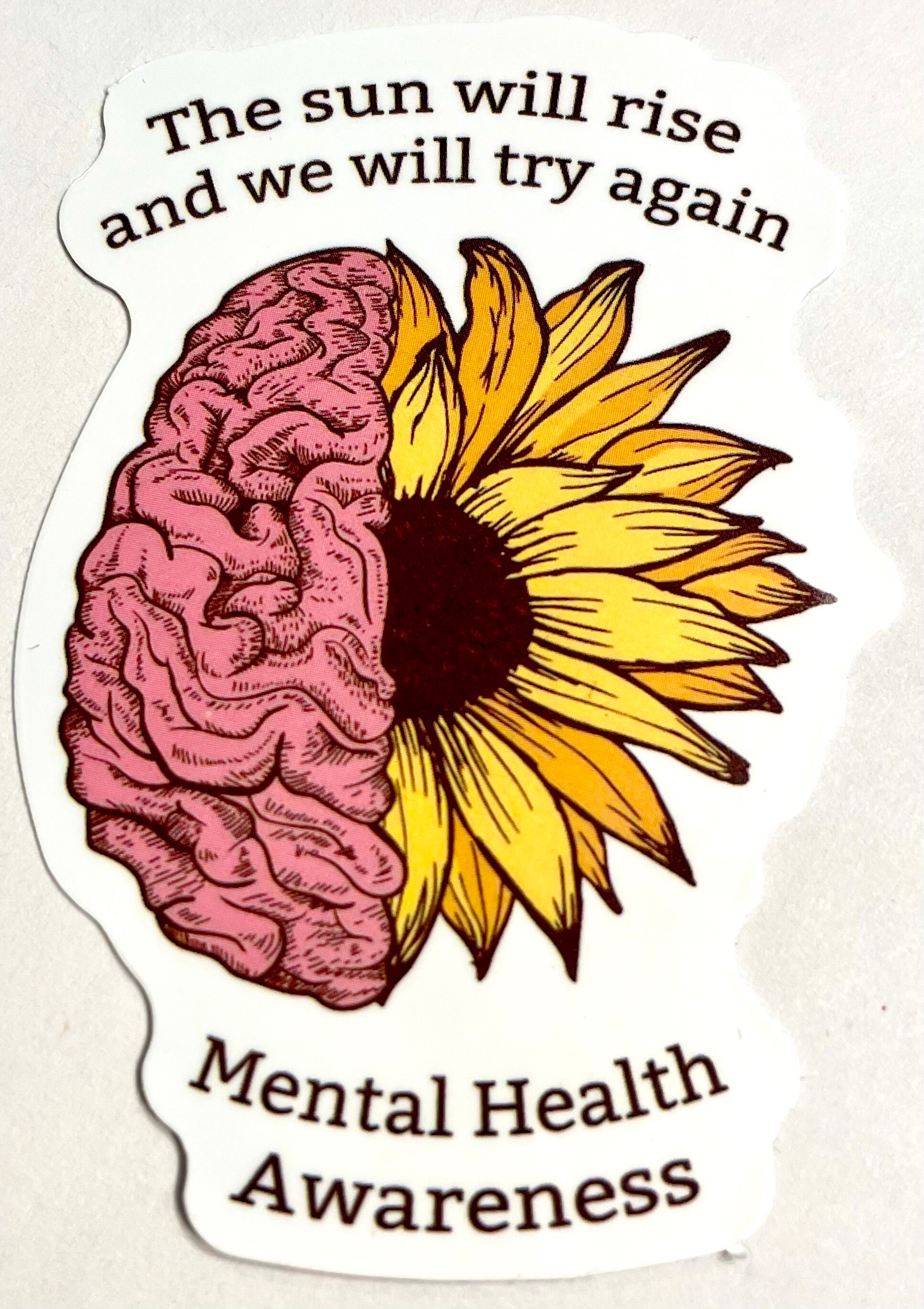 Sticker of Sunflower-brain. Mental Health Awareness - Etsy
