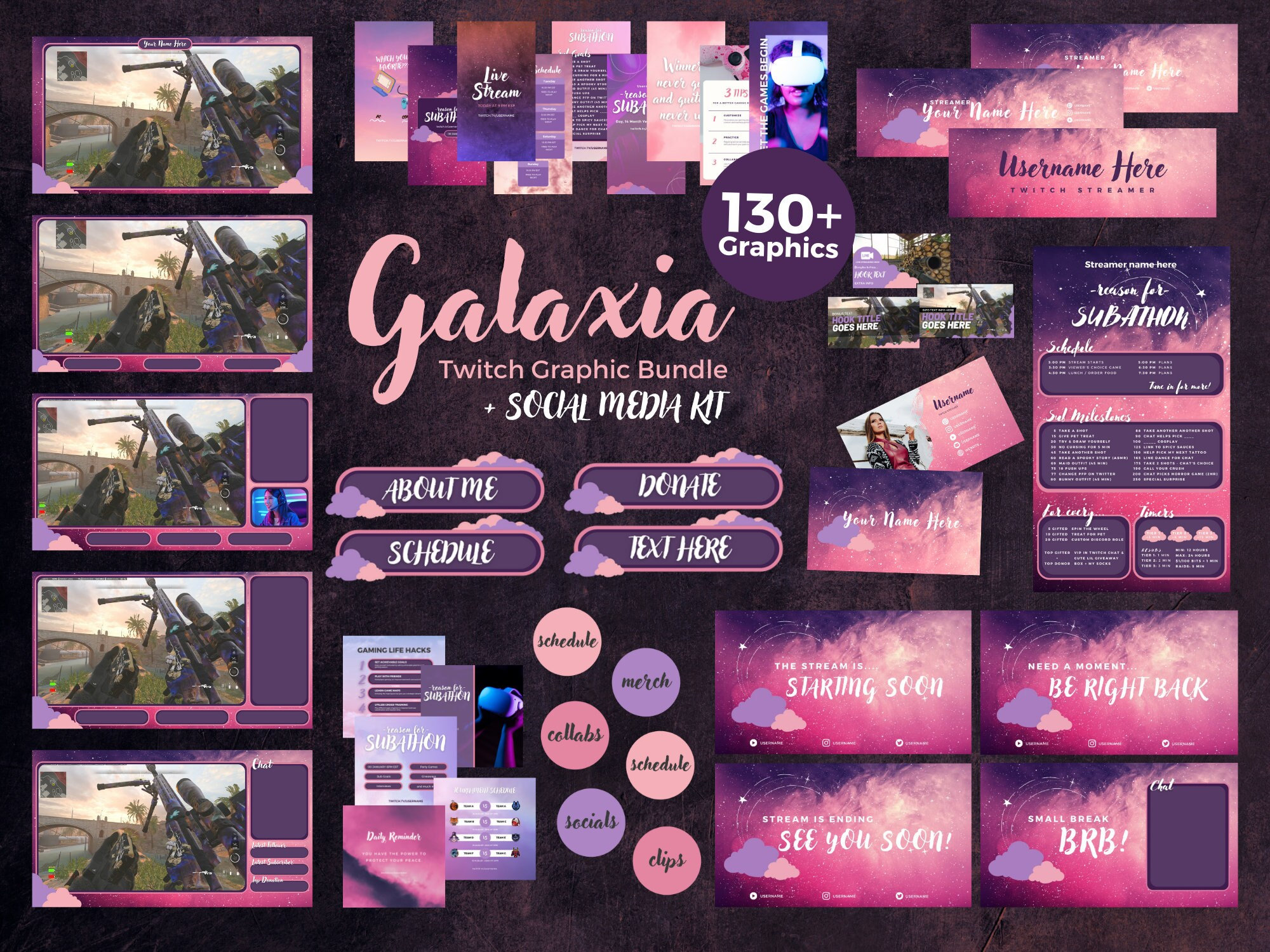 Galaxia - Ultimate Twitch Bundle & Social Media Branding Kit - Etsy