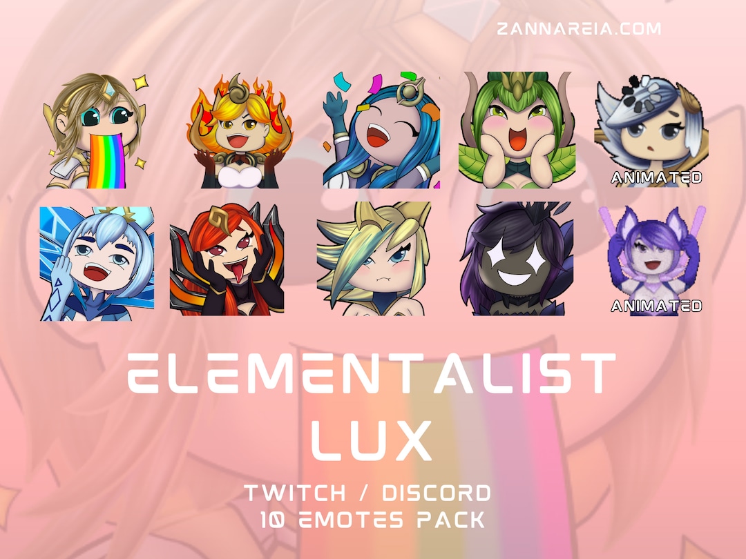 Elementalist Lux - League of Legends - 10 Emote Pack (2 Animated 8 Static) - Discord/twitch ...