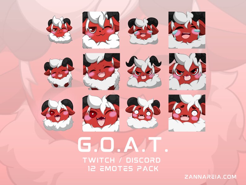 The Kawaii G.O.A.T. - Red 12 Emote Pack - Etsy