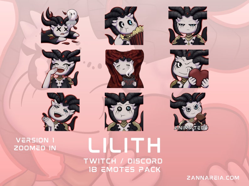 Lilith Diablo 4 18 Emote Pack 1 Animated 8 Static in 2 Versions Discord ...