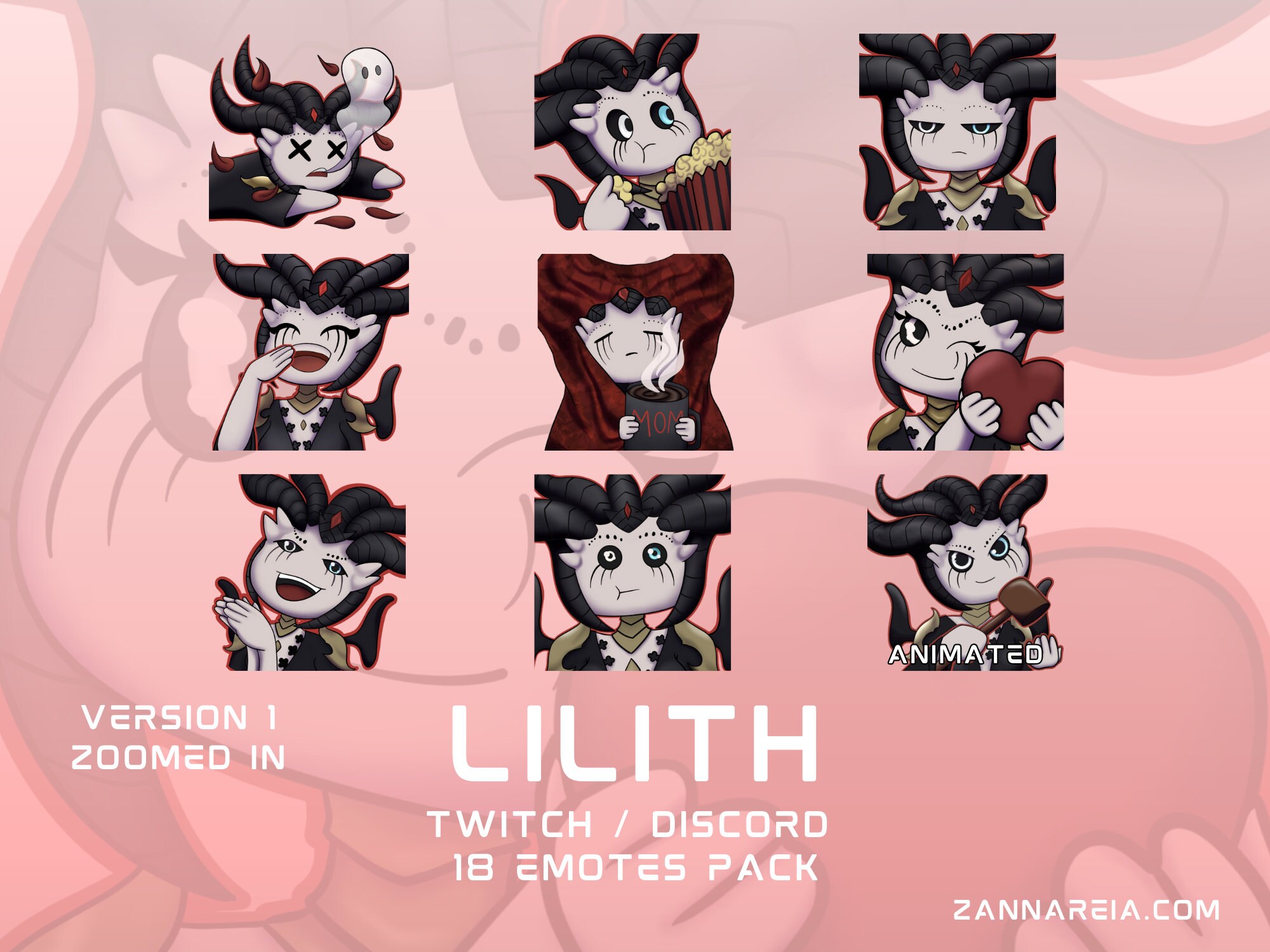 Lilith - Diablo 4 - 18 Emote Pack (1 Animated 8 Static in 2 Versions ...